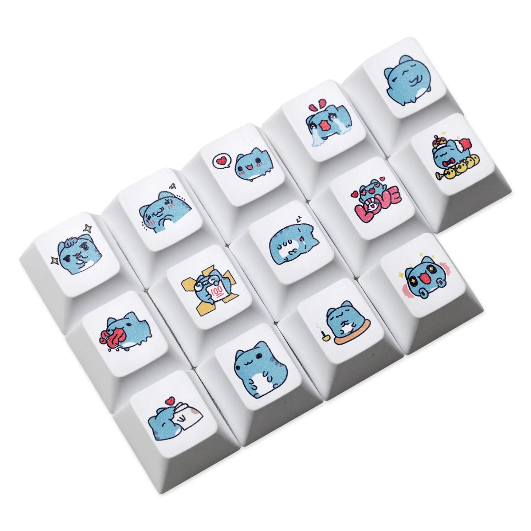 Cute Blue Cat Cherry profile Keycap Meme Keycap Dye Subbed keycaps for ...