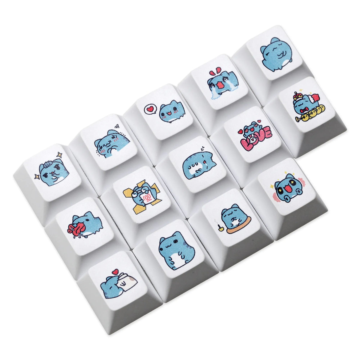 Cute Blue Cat Cherry profile Keycap Meme Keycap Dye Subbed keycaps for ...