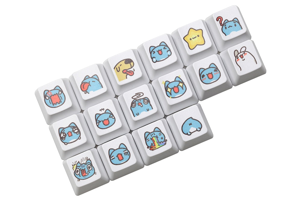 Cute Little Blue Cat Keycap Kitty Meme Keycap Dye Subbed keycaps for m ...