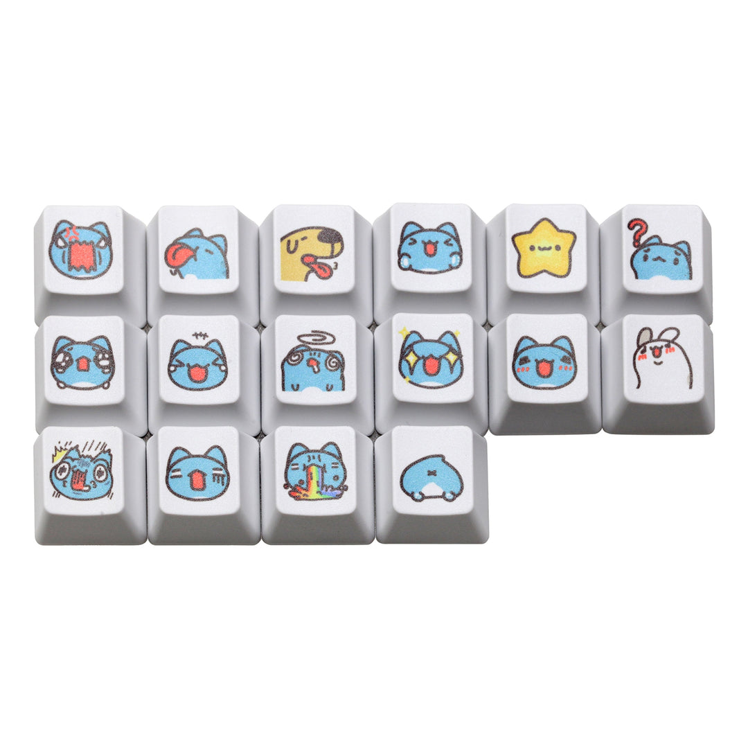 Cute Little Blue Cat Keycap Kitty Meme Keycap Dye Subbed keycaps for m ...