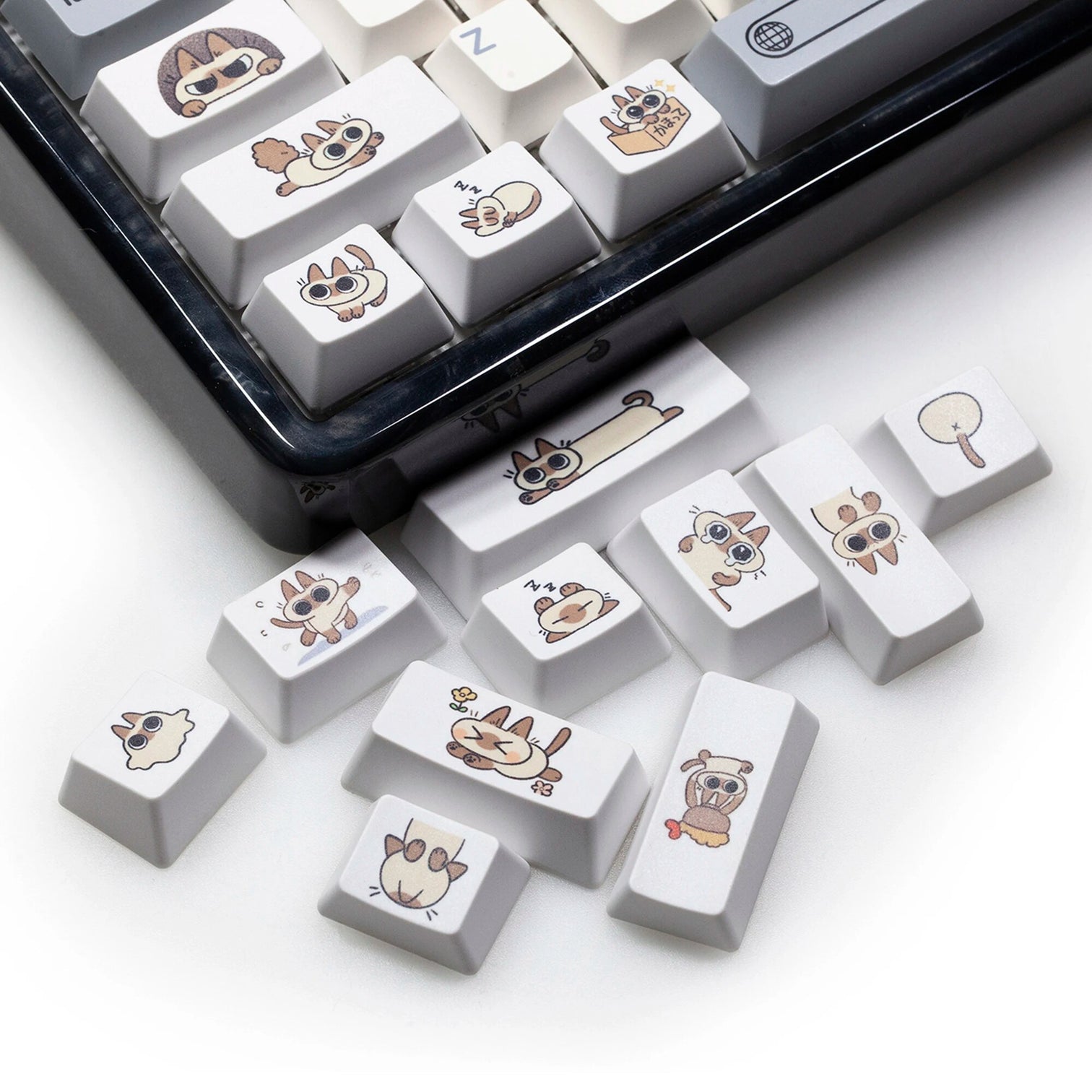 Cute Little Siamese cat Keycap Kitty Meme Keycap Dye Subbed keycaps fo ...