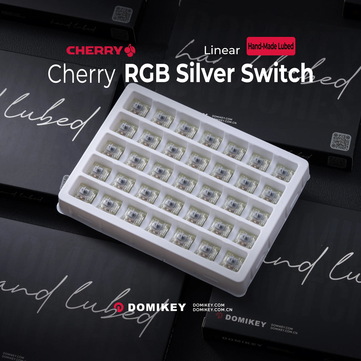Domikey Cherry MX RGB Silver Switch Linear Switch 5pin 45g Clear Top f ...