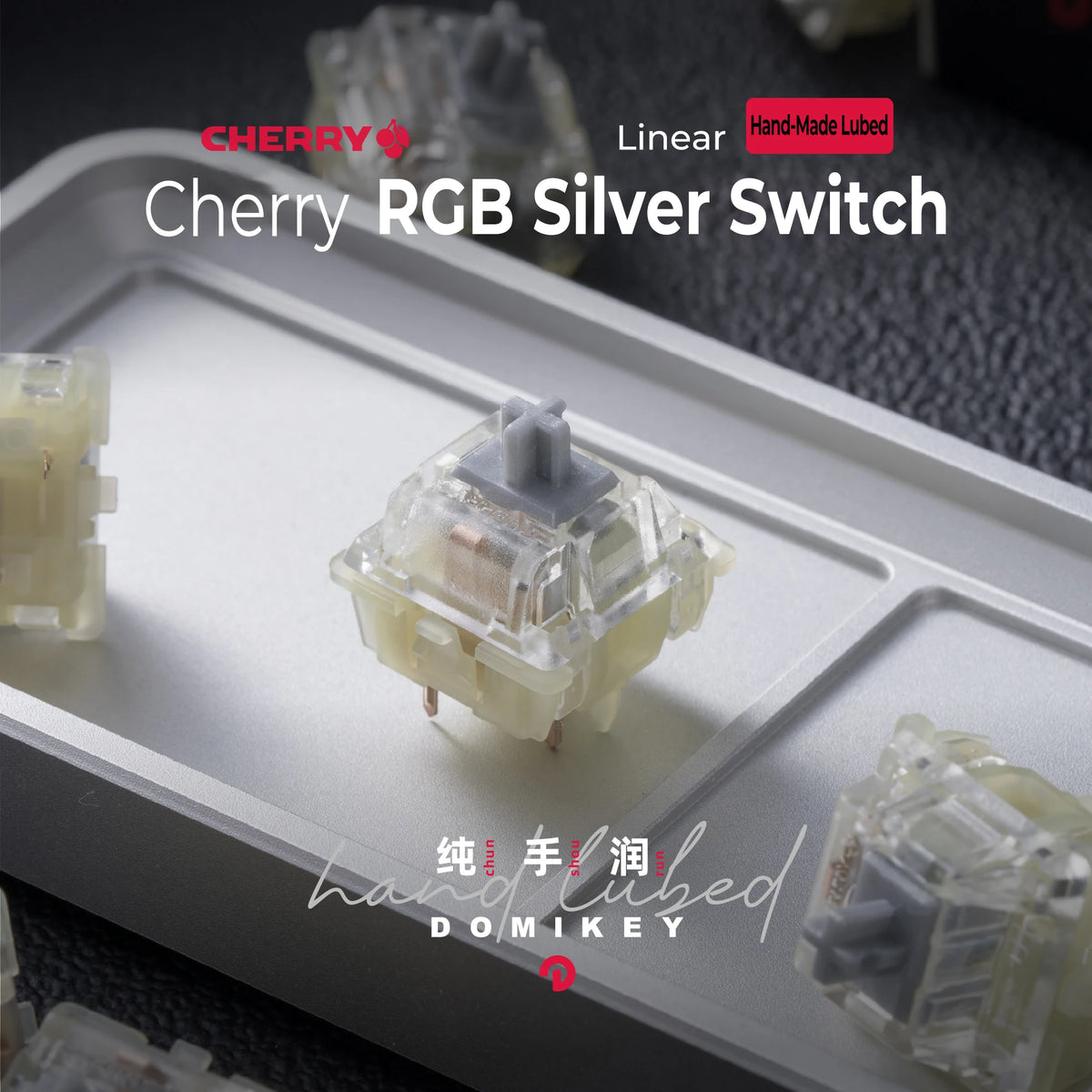 Domikey Cherry MX RGB Silver Switch Linear Switch 5pin 45g Clear Top f ...
