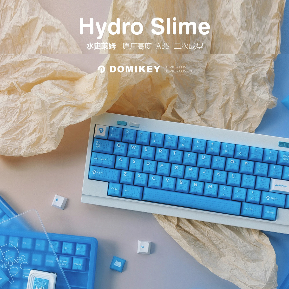 Hififox x Domikey Hydro Slime Cherry Profile ABS Doubleshots Keycap Se ...