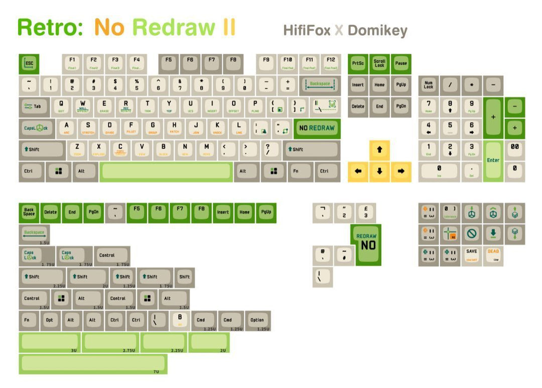 [KPICPRE] HIfiFox x Domikey Retro NO REDRAW R2 keycaps cherry profile ...