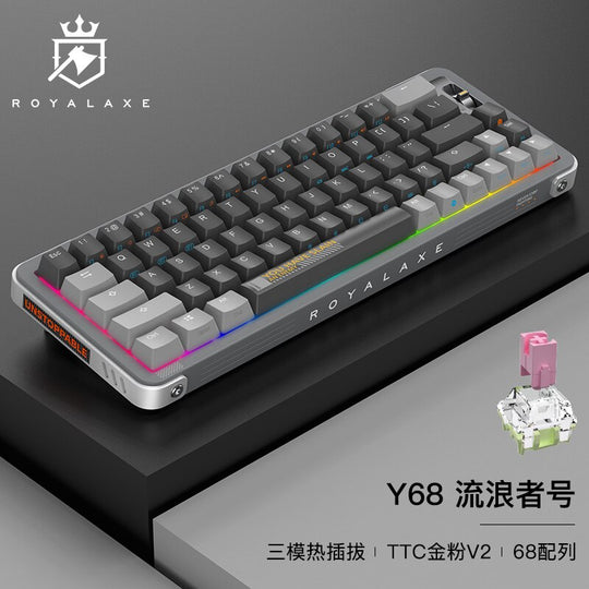 ROYAL AXE Y68 Keyboard Gaming Mechanical Keyboard hot swappable PCB RG ...