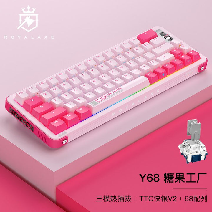 ROYAL AXE Y68 Keyboard Gaming Mechanical Keyboard hot swappable PCB RG ...