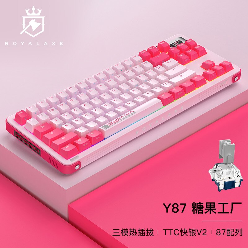 ROYAL AXE Y87 Keyboard Mechanical Gaming Keyboard 3 Mode Wireless Hot ...