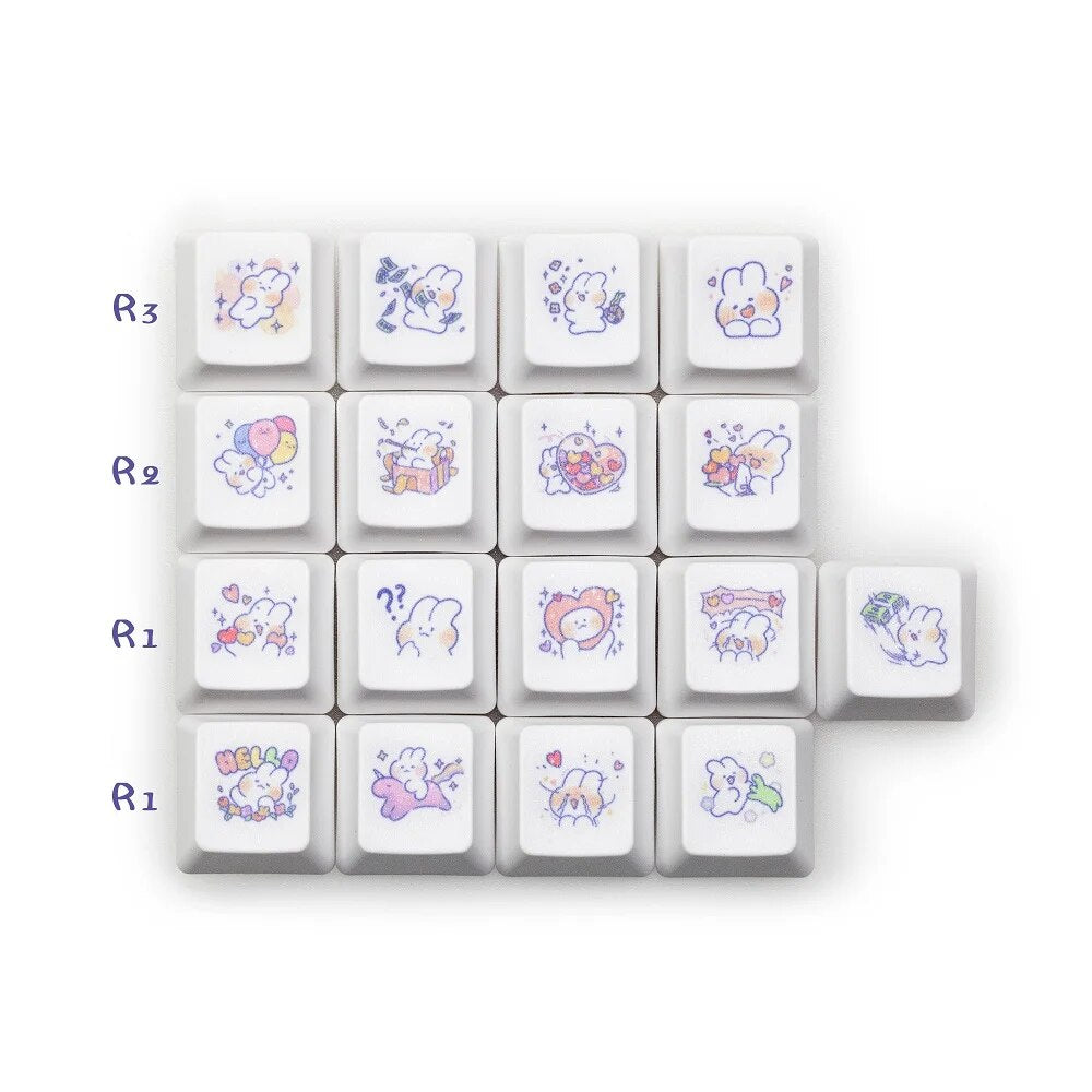 Cute Little Bunny Keycap Rabbit Meme Keycap Dye Subbed keycaps for mx ...