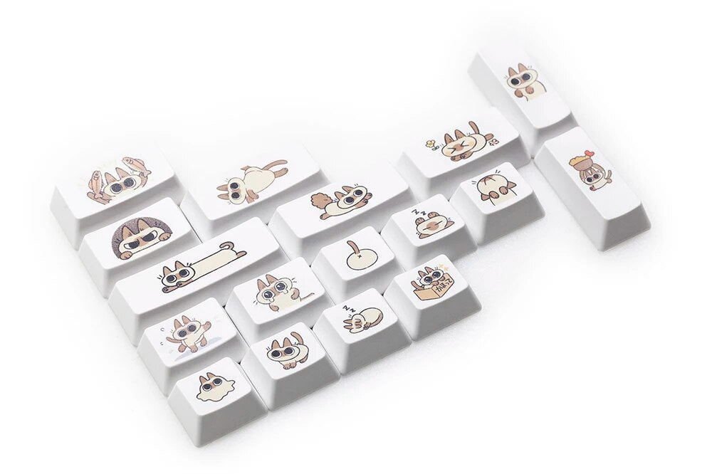 Cute Little Siamese cat Keycap Kitty Meme Keycap Dye Subbed keycaps fo ...