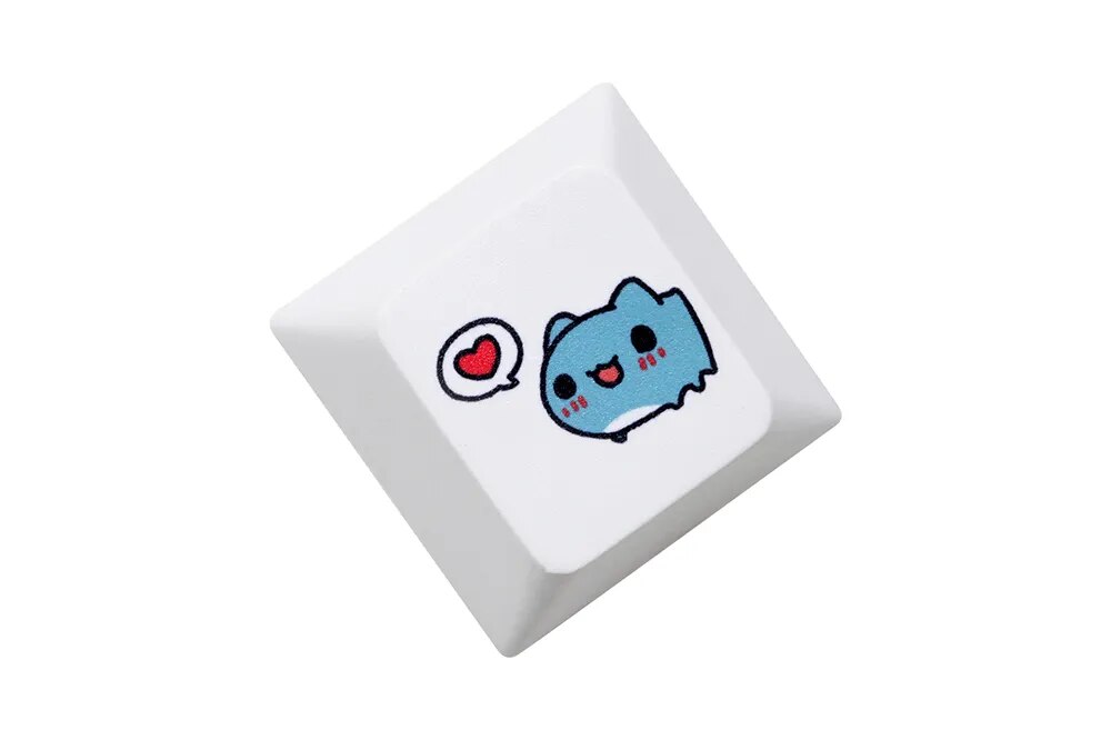 Cute Blue Cat Cherry profile Keycap Meme Keycap Dye Subbed keycaps for ...