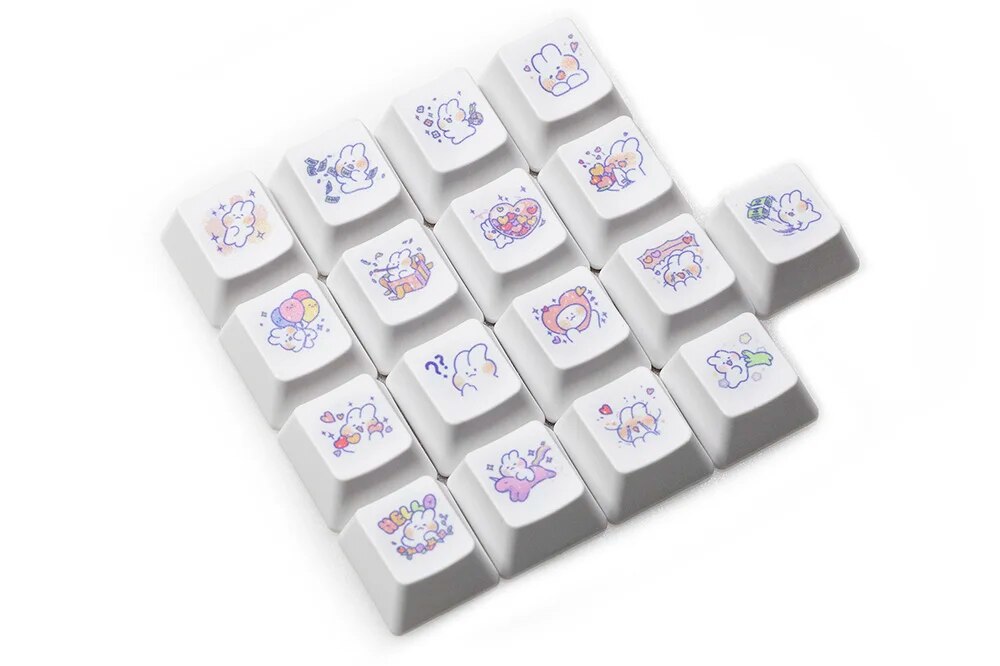Cute Little Bunny Keycap Rabbit Meme Keycap Dye Subbed keycaps for mx ...