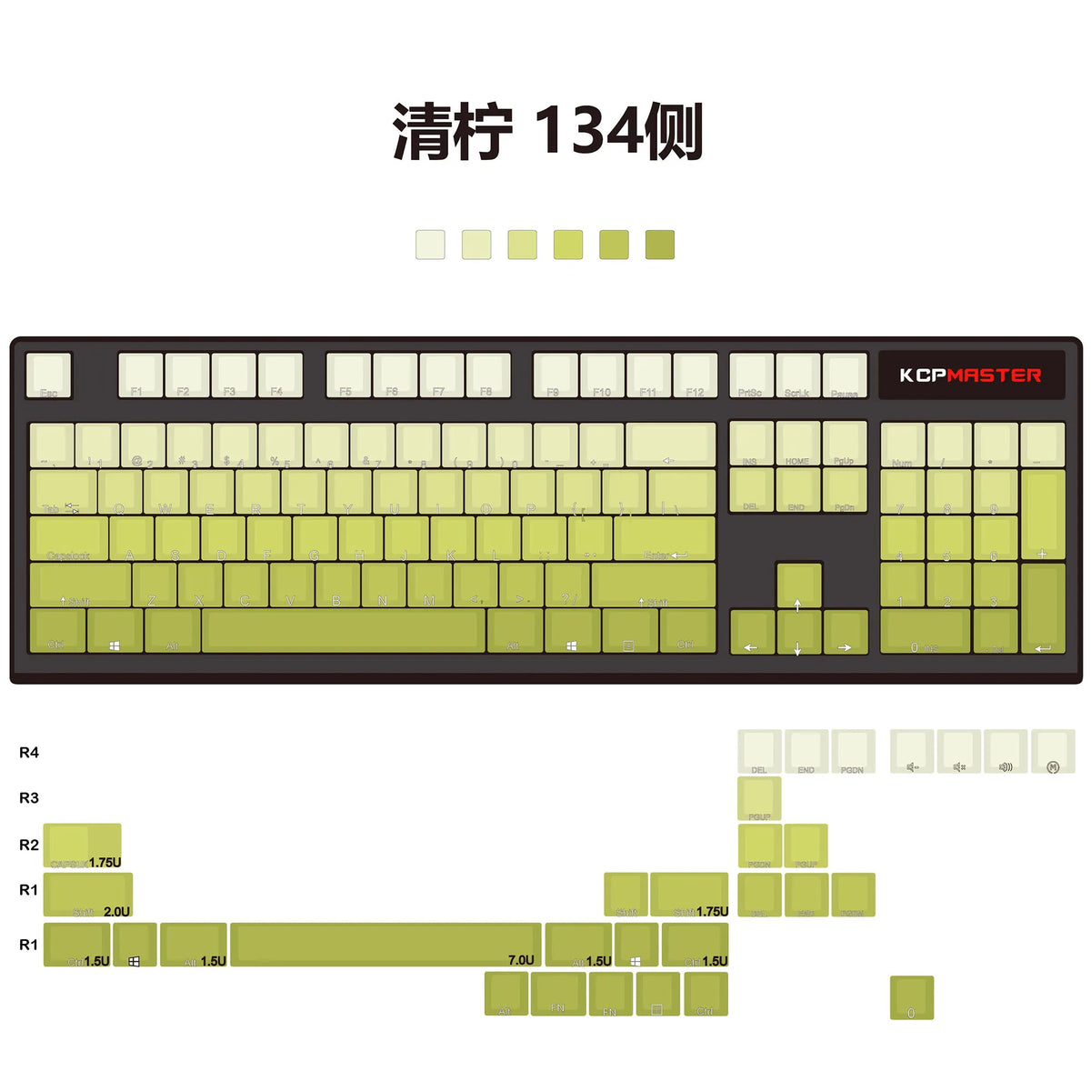 Gradient Lime Keycap Dip Dye Doubleshots PBT Lemon for keyboard 87 tkl ...
