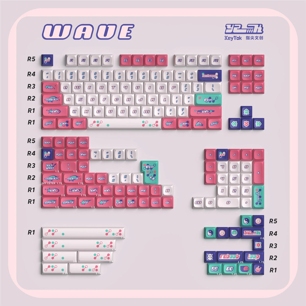 KeyTok KDA Profile The Past Wave Beyond Dye Sub Keycap Set PBT for key ...