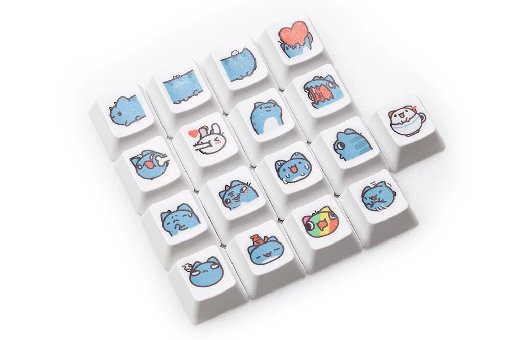 Cute Little Blue Cat Keycap Kitty Meme Keycap Dye Subbed keycaps for m ...