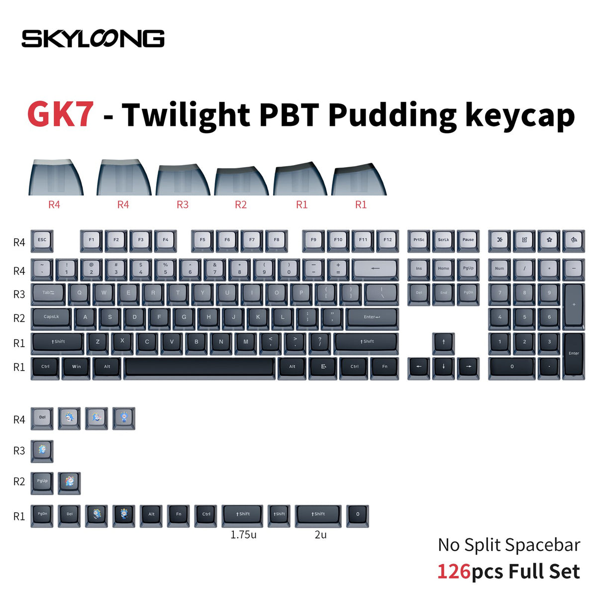 Skyloong Doubleshots and Dye Subbed Back Lit Jelly Keycap Set for keyb ...