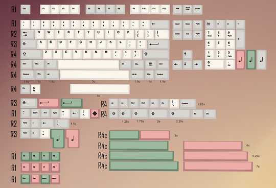 9009 colorway 169 Cherry profile Dye Sub Keycap Set thick PBT plastic ...