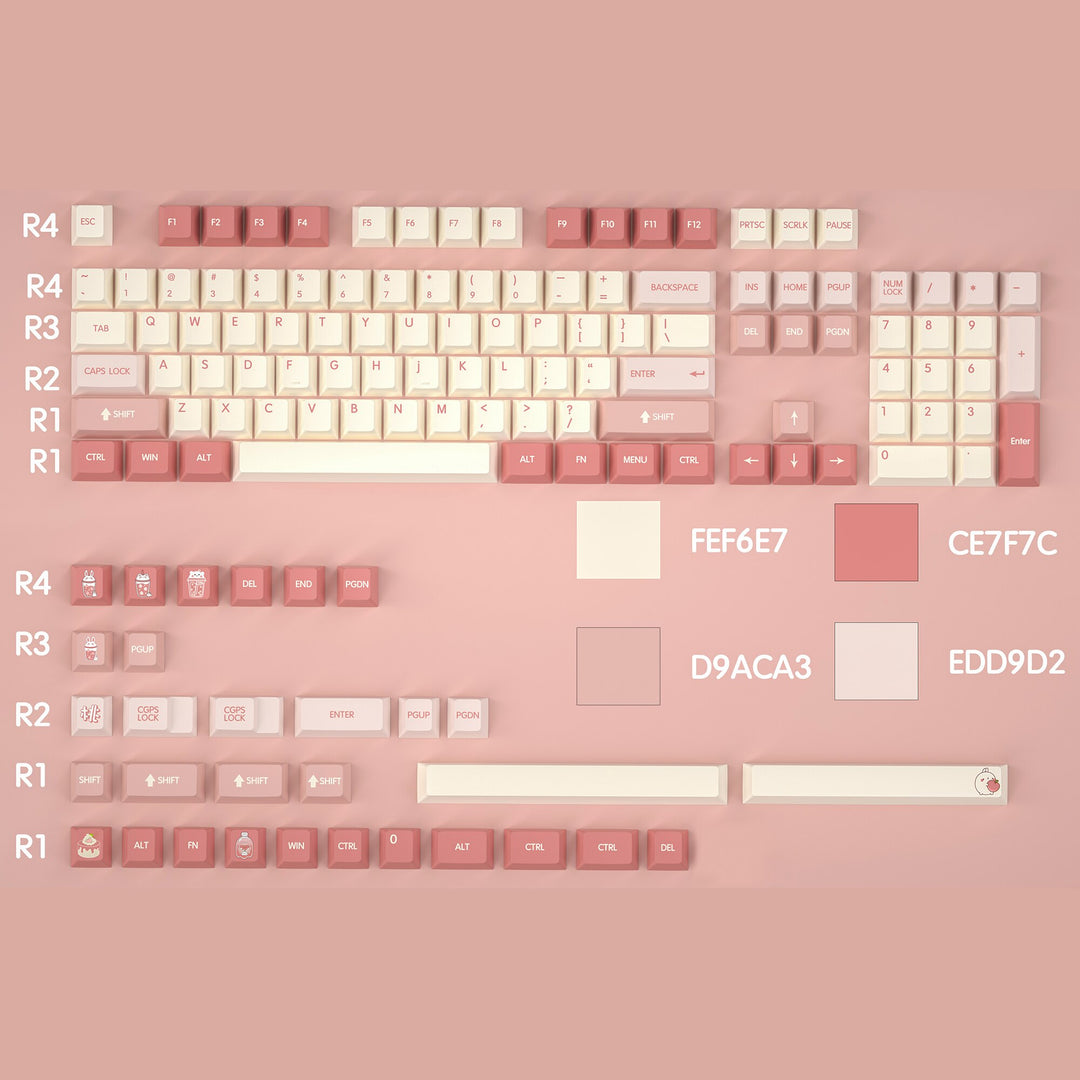 GKs Cherry Profile Summer Peach Dye Sub Keycap Set thick PBT for keybo ...