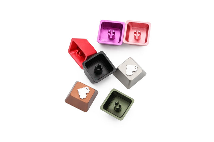 Pixel Heart anodized aluminum keycaps with anodizing for custom mechan ...