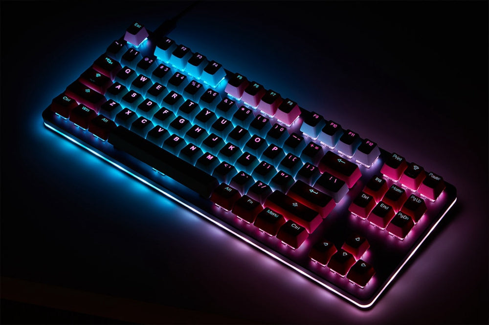 taihao pbt double shot Backlit oem profile keycaps Miami Cyan Magenta ...