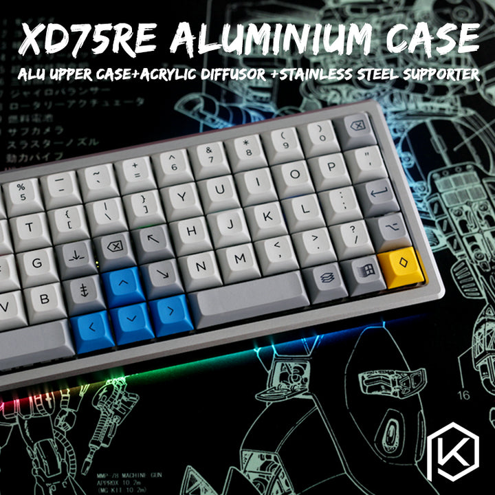 Anodized Aluminium Case For XD75Re AM 60% Custom Keyboard tempered gla ...