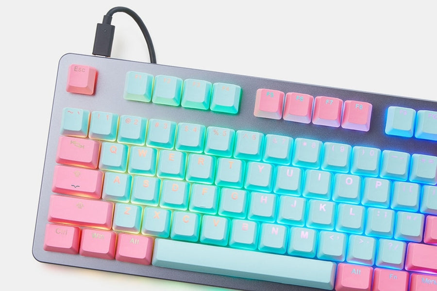 taihao pbt double shot Backlit oem profile keycaps Miami Cyan Magenta ...