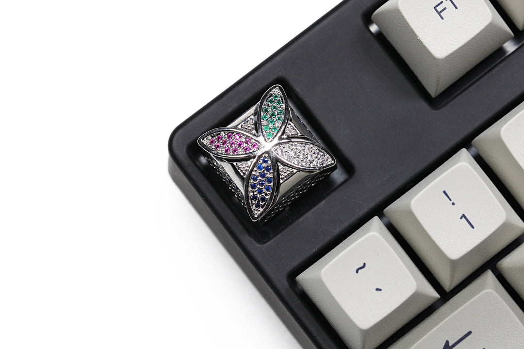 Metal-coated with Gem Four-leaf clover keycap – KPrepublic