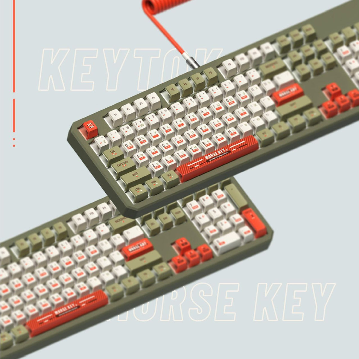 KeyTok OEM Profile Morse Key Code Doubleshot Dye Sub Keycap Set thick ...