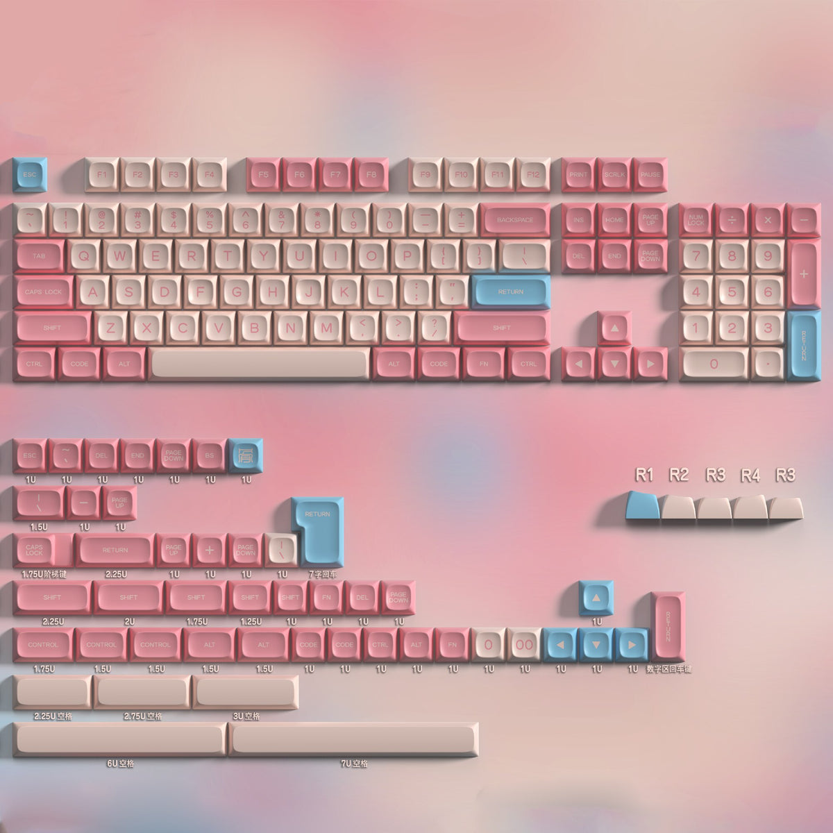 PGA ABS Circus Doubleshot Keycap Set PGA Profile for MX Stem Keyboard ...