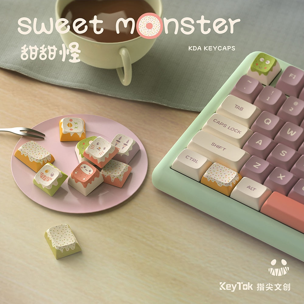 KeyTok KDA Profile Sweet Monster Dye Sub Keycap Set thick PBT for keyb ...