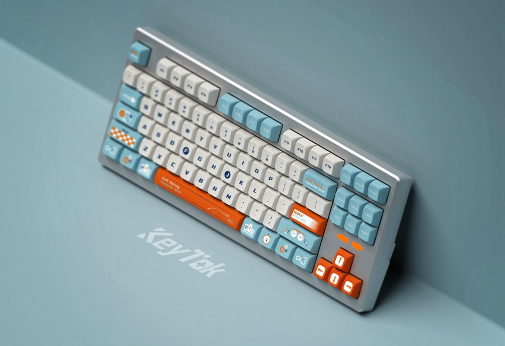 KeyTok KDA Profile Gulf Racing Dye Sub Keycap Set thick PBT for keyboa ...