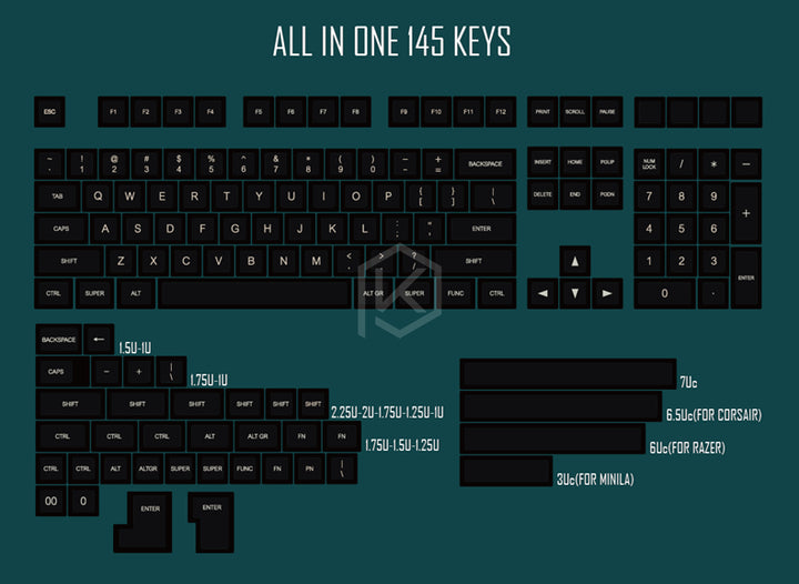 dsa pbt top Printed legends black Keycaps Laser Etched gh60 poker2 xd6 ...