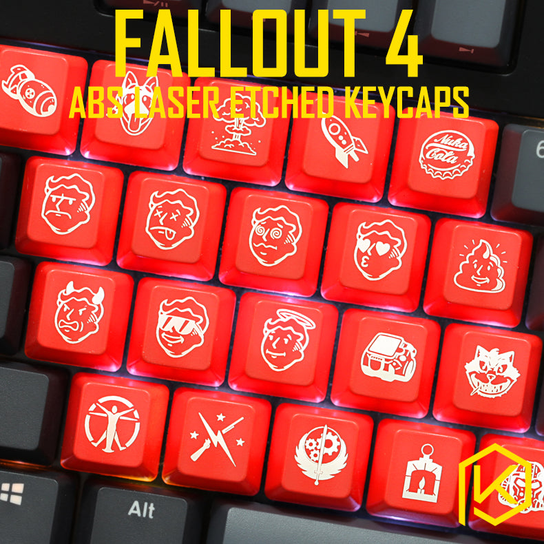 Novelty Shine Through Keycaps ABS Etched fallout 4 pip boy nuca cola b ...