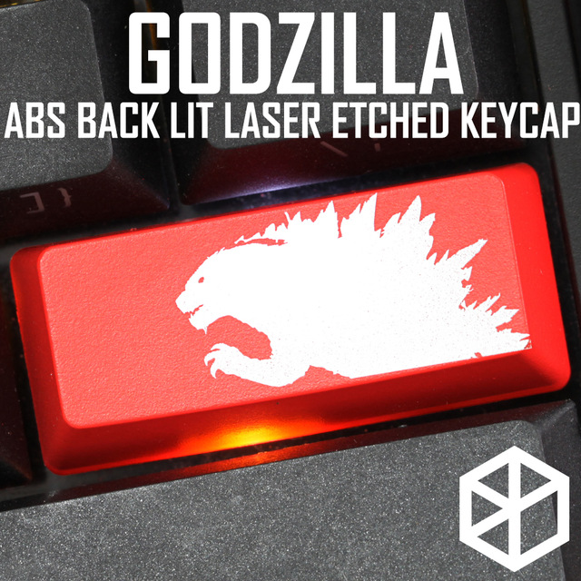 ABS Etched Shine-Through Godzilla black red custom enter backspace spa ...