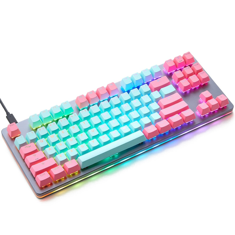 taihao pbt double shot Backlit oem profile keycaps Miami Cyan Magenta ...